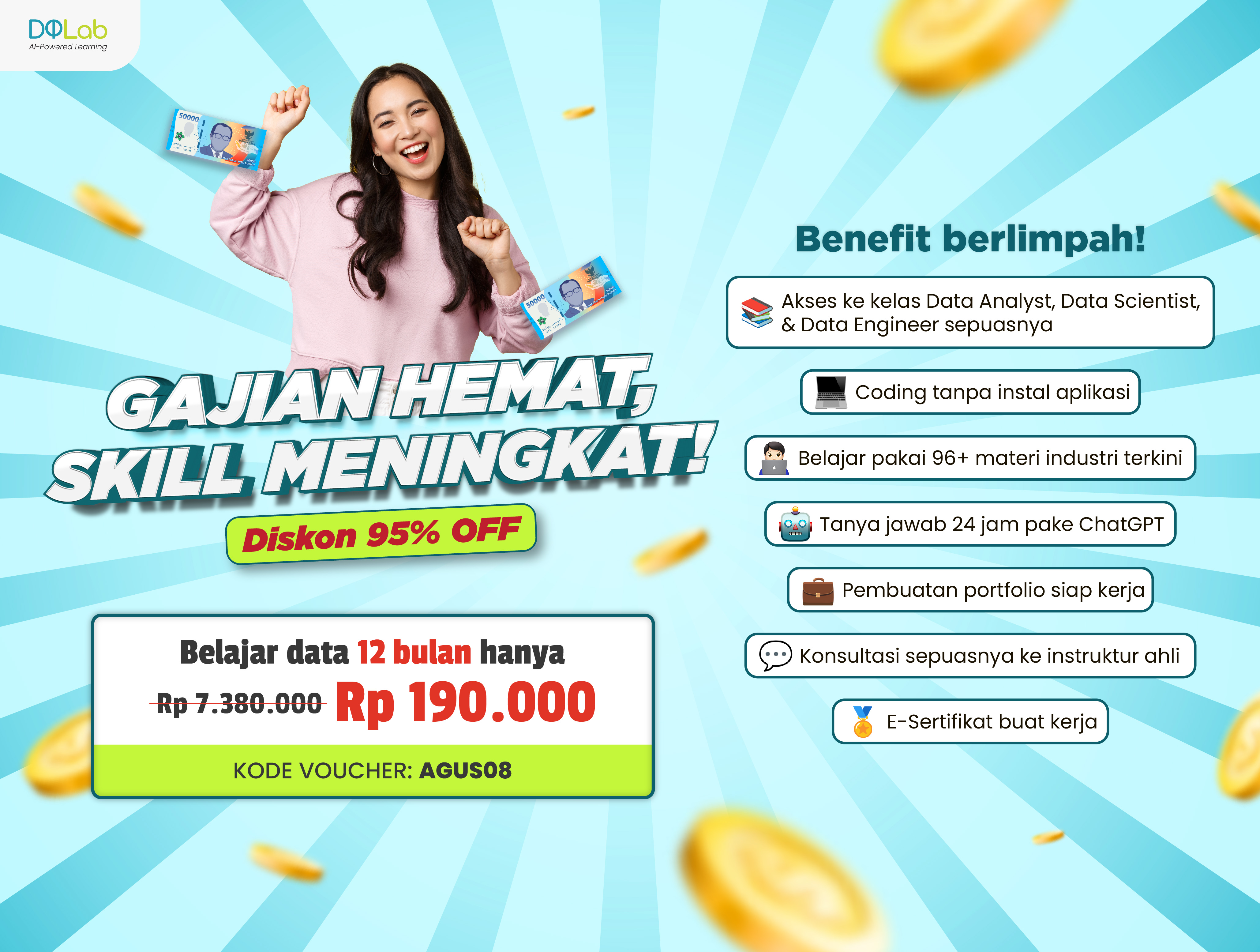 GAJIAN HEMAT! BELAJAR DATA 12 BULAN HANYA 190K!